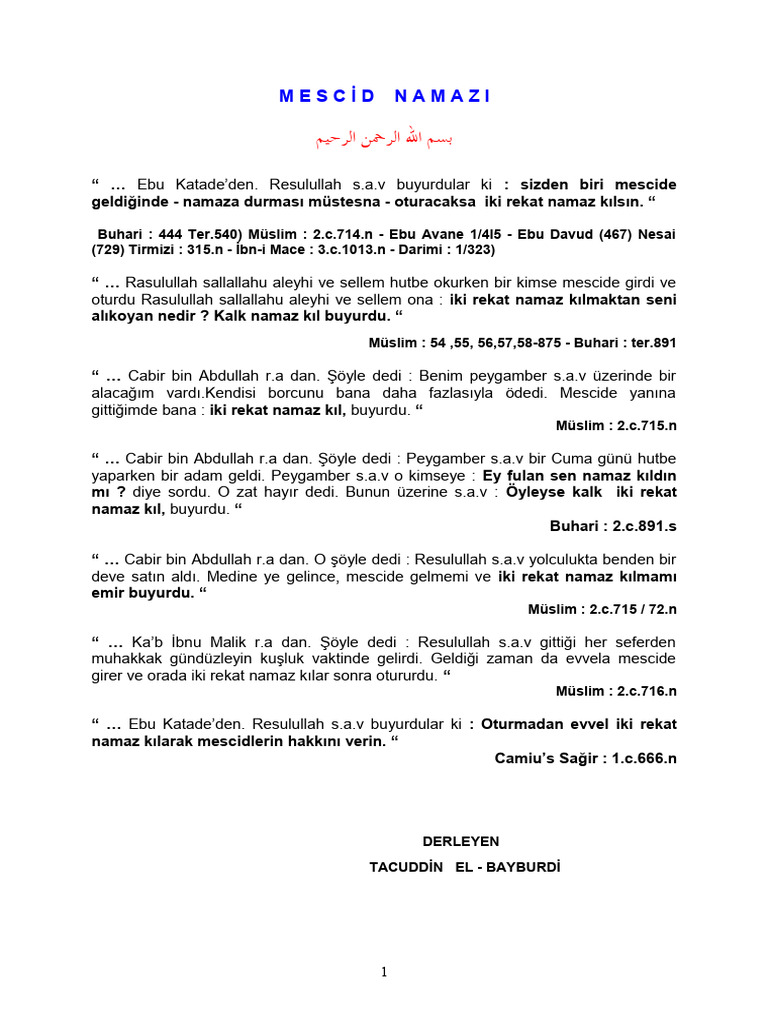 Mesci̇d Namazi | PDF