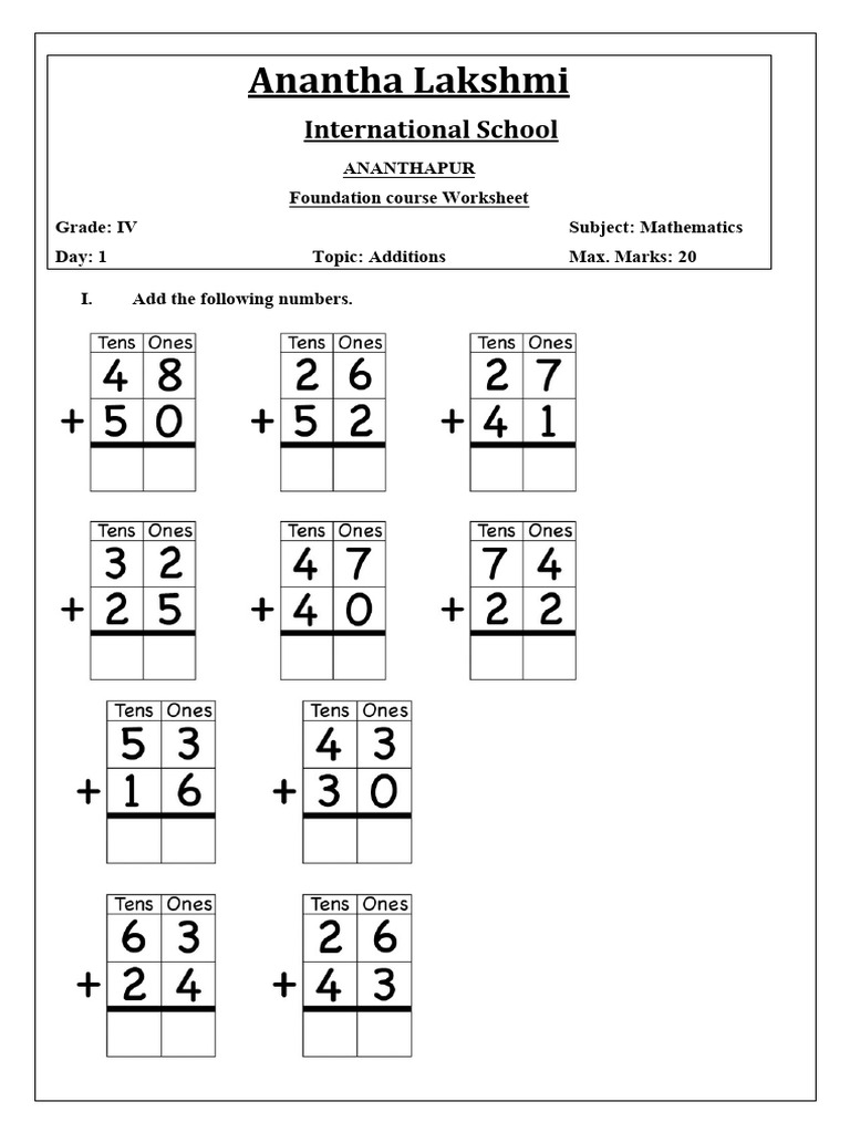 Grade 4-MATHS-WS-Day 1 | PDF