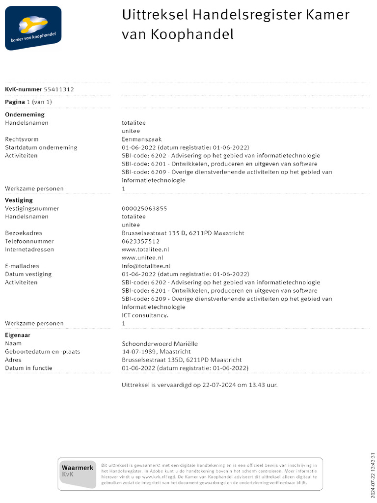 KVK Uittreksel Handelsregister | PDF