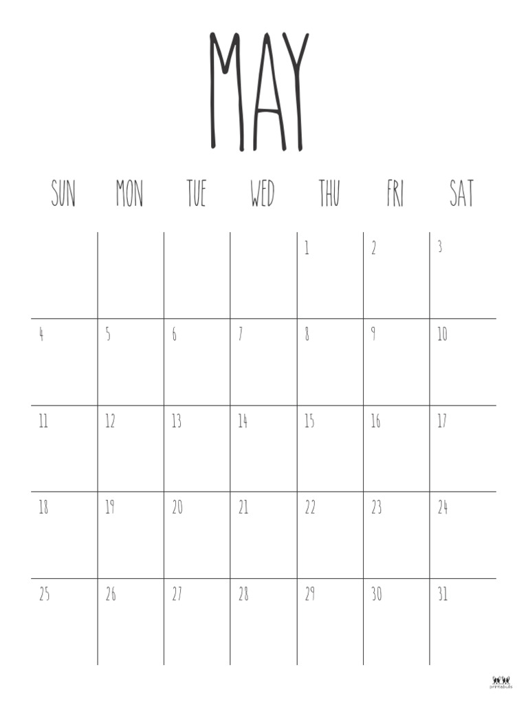 Printable May 2025 Calendar Style 9 | PDF