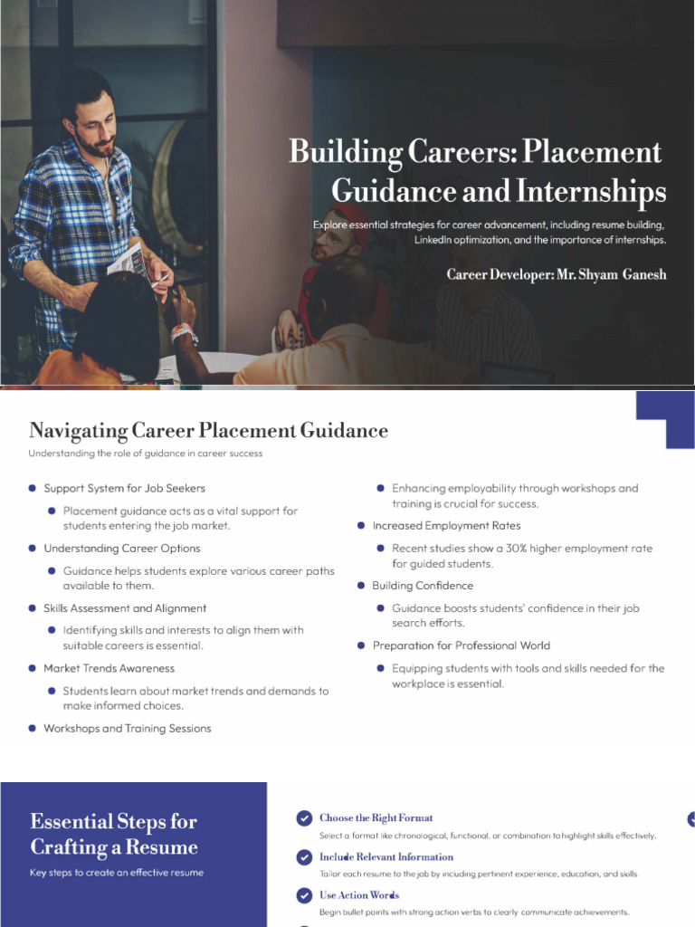 Building Careers - Placement Guidance and Internships | PDF | Résumé | Internship