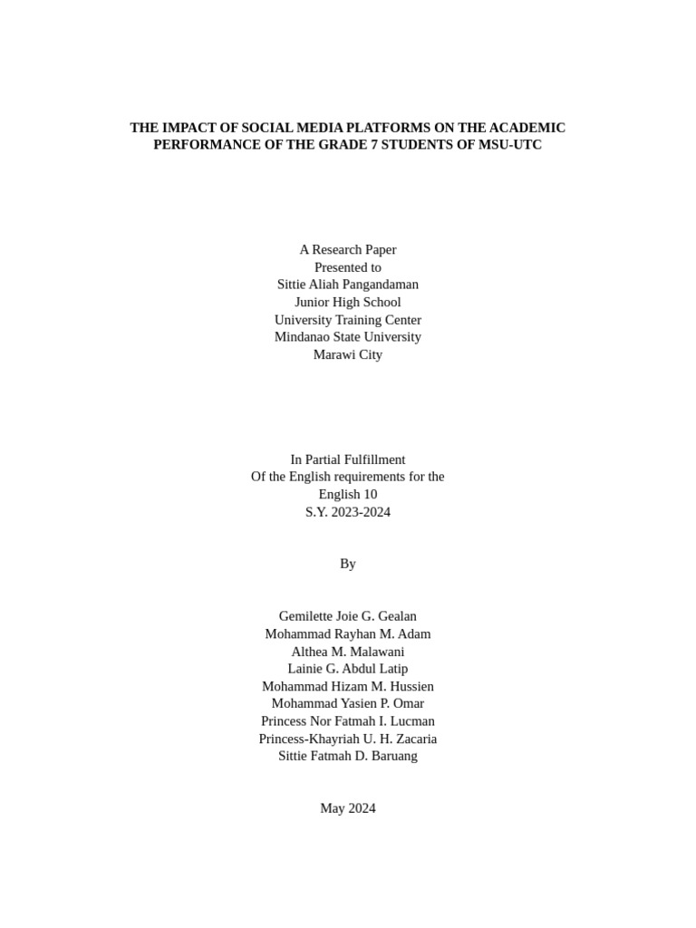 Group 1 Final Output Research | PDF | Social Media | Popular Culture ...