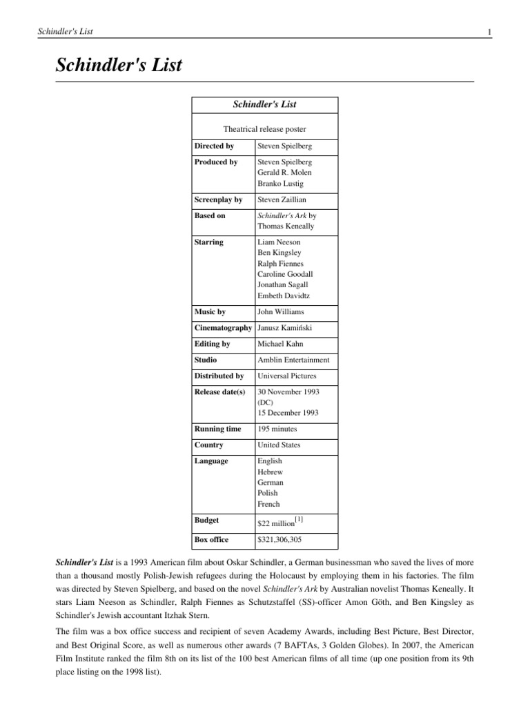 Schindler's | PDF | Leisure | Unrest