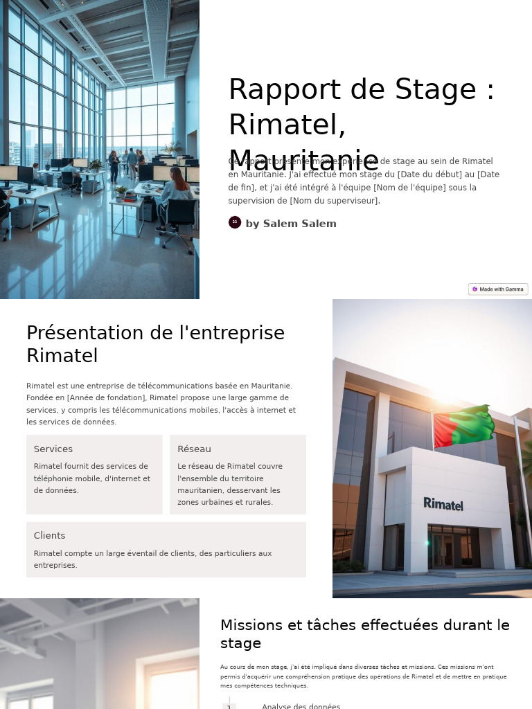Rapport de Stage Rimatel Mauritanie | PDF | Télécommunications | la ...