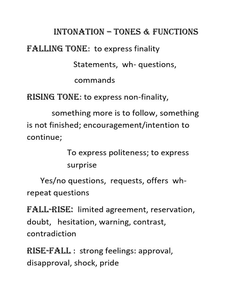 INTONATION Tones Intro | PDF