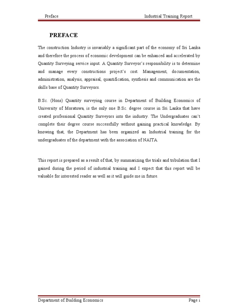 Quantity Surveying Industrial Training Report | PDF | Economics ...