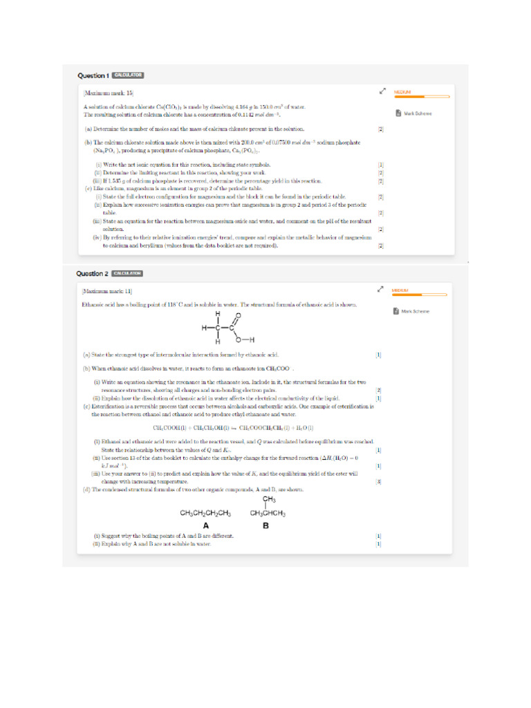 Paper 2 - Chemistry SL IB Practice | PDF