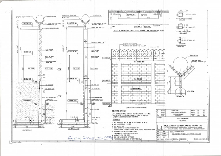 Compound Wall Typical Drawing | PDF