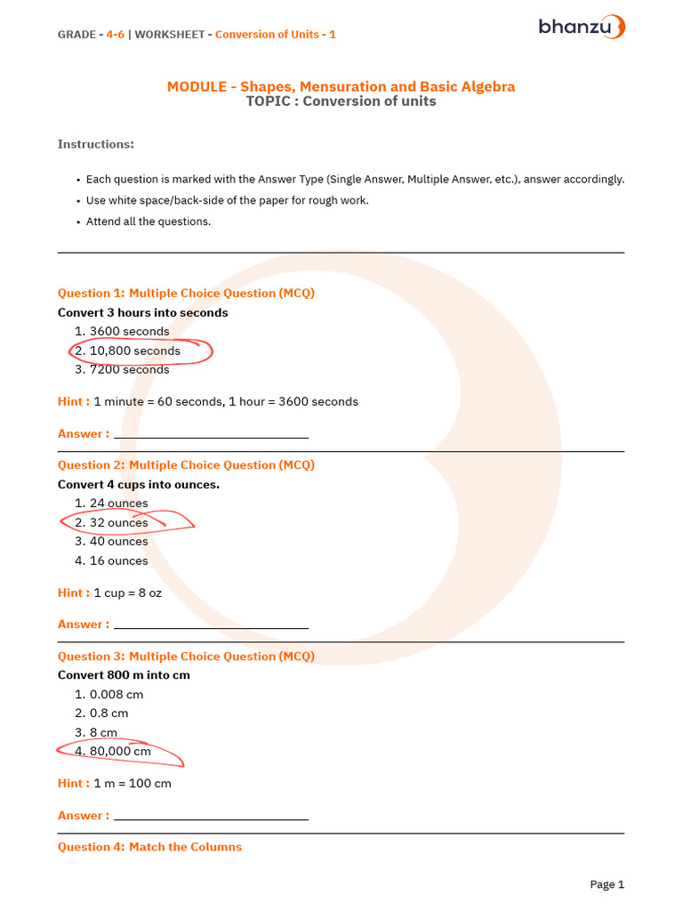 Prefix C2b3a6131698419130464 - Name W Conversion of Units - 1 | PDF ...