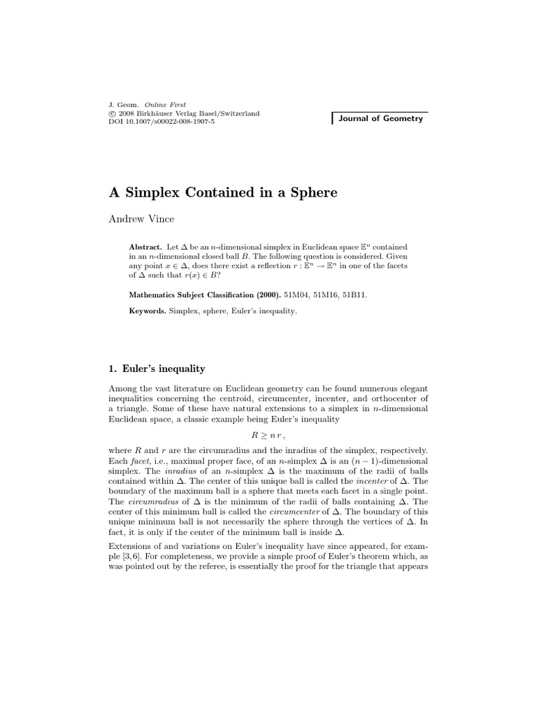 Simplex Go FG | PDF | Sphere | Geometry