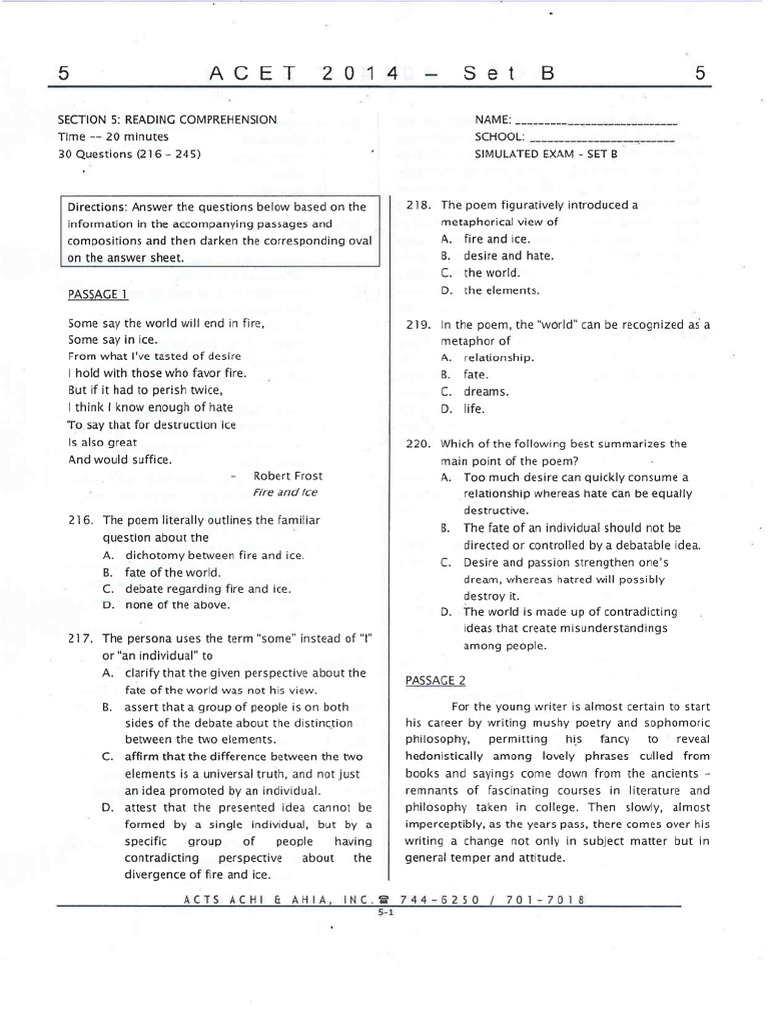 ACET Reading Comprehension | PDF