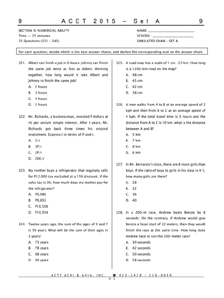 ACET Numerical Ability II | PDF