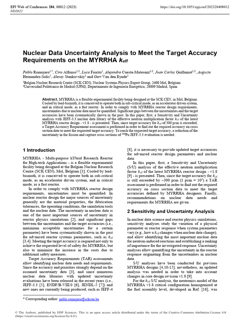 Nuclear Data Uncertainty Analysis To Meet The Targ | PDF ...