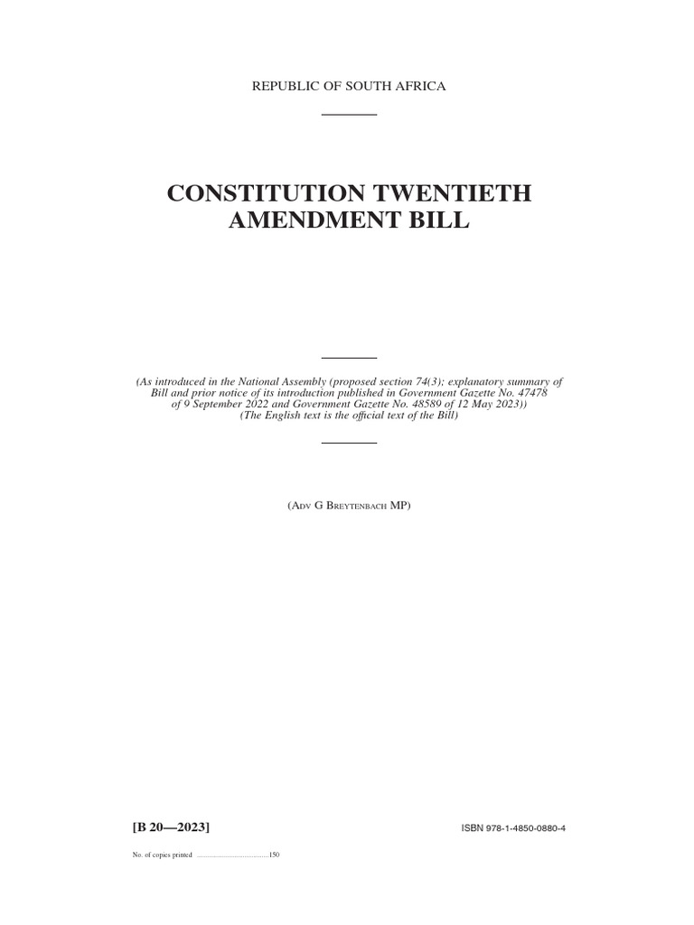 B20 2023 Constitution Twentieth Amendment Bill | PDF | Bill (Law ...