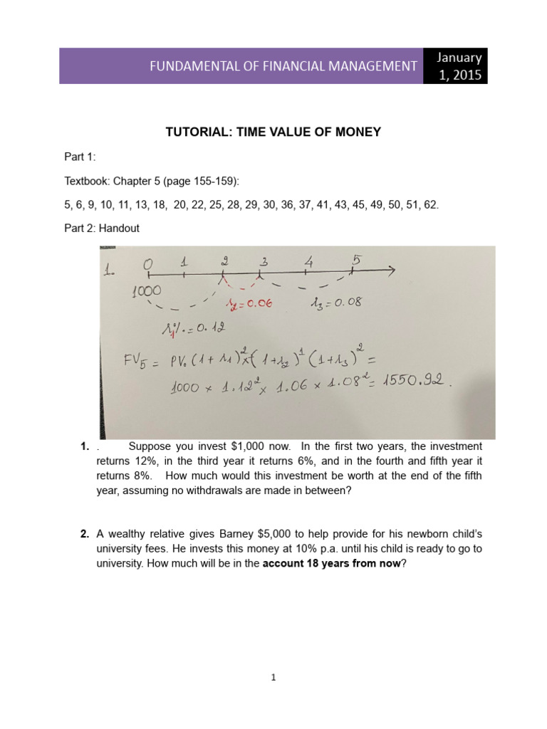 1. TUTORIAL TVM SOLUTION (2) (1) | PDF | Refinancing | Loans