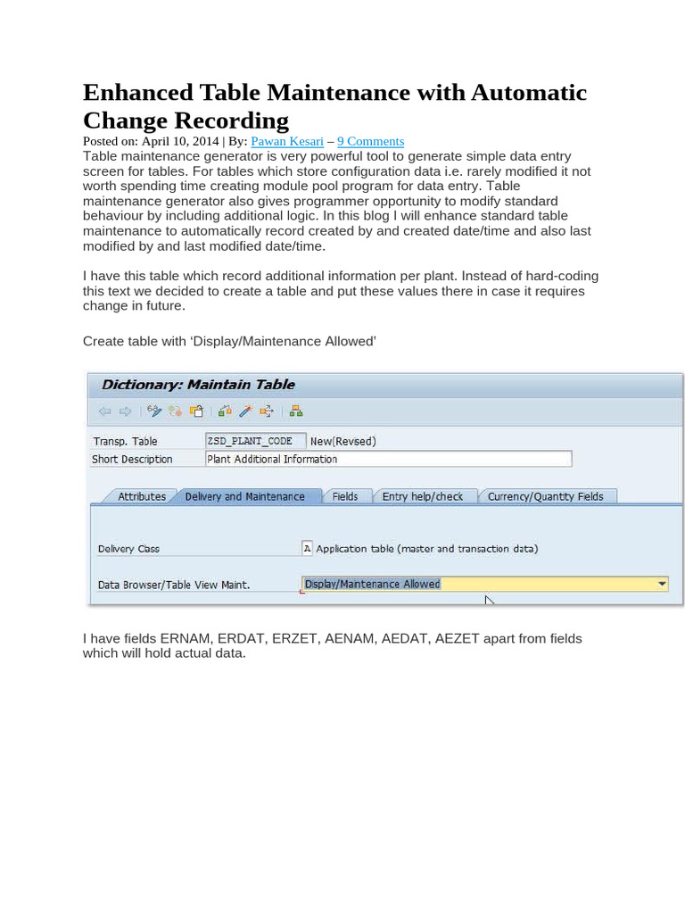 Auto Change Recording in Table Maintenance | PDF | Software | Software ...