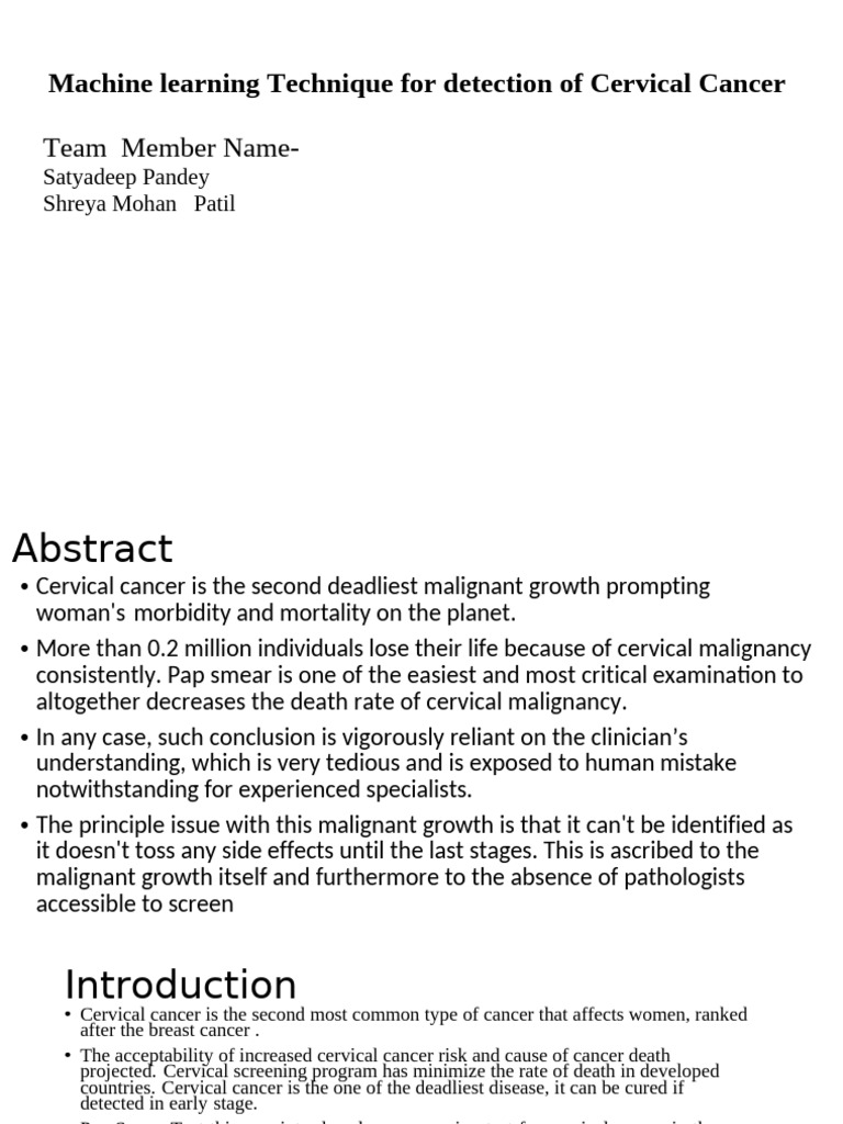Cervical Cancer Final Project | PDF