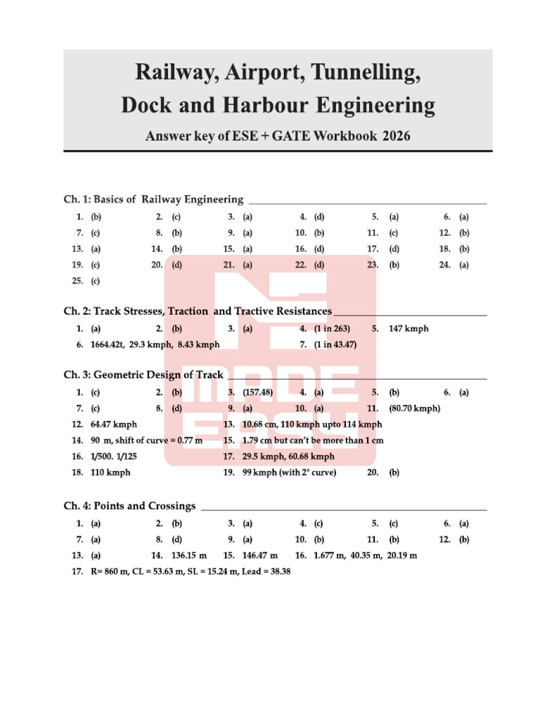 Railway Engg. WB 2026 (Ans Key) | PDF
