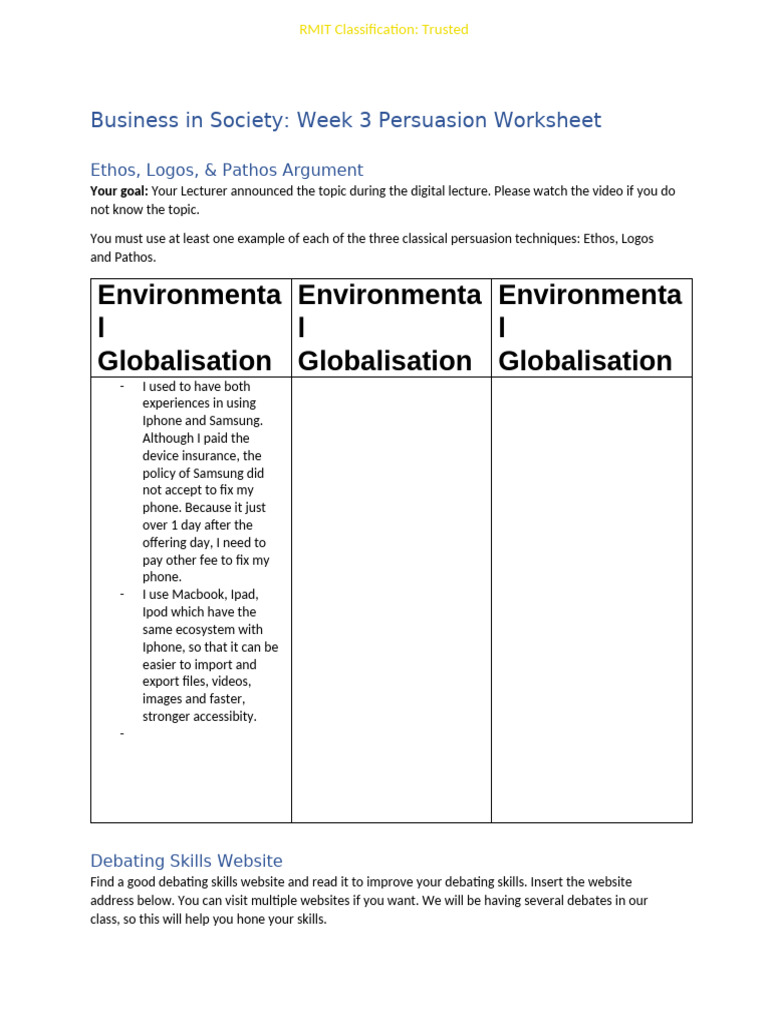 Handout - Online Session - Persuasion Worksheet | PDF