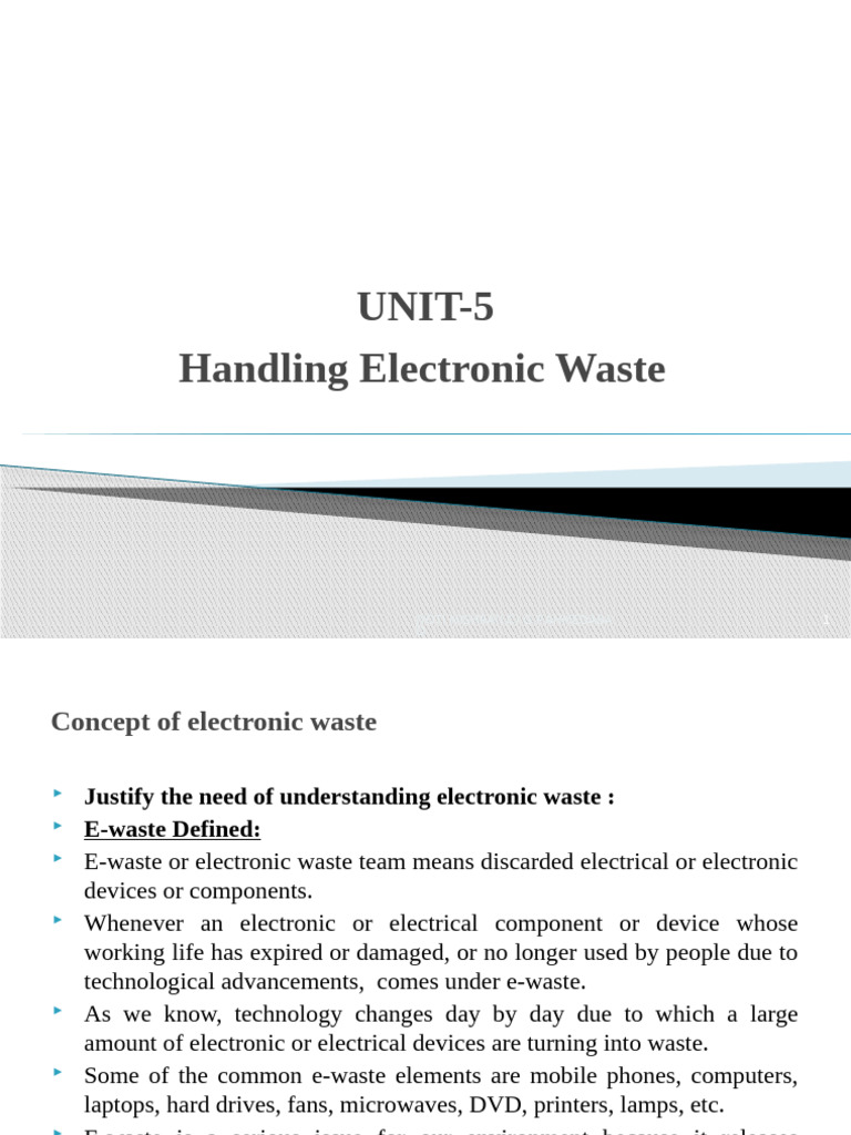 UNIT-5 Handling Electronic Waste | PDF | Electronic Waste | Waste