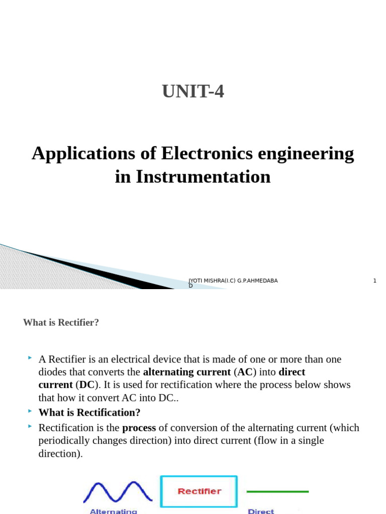 UNIT-4 Applications of Electronics Engineering in Instrumentation | PDF | Rectifier | Bipolar ...