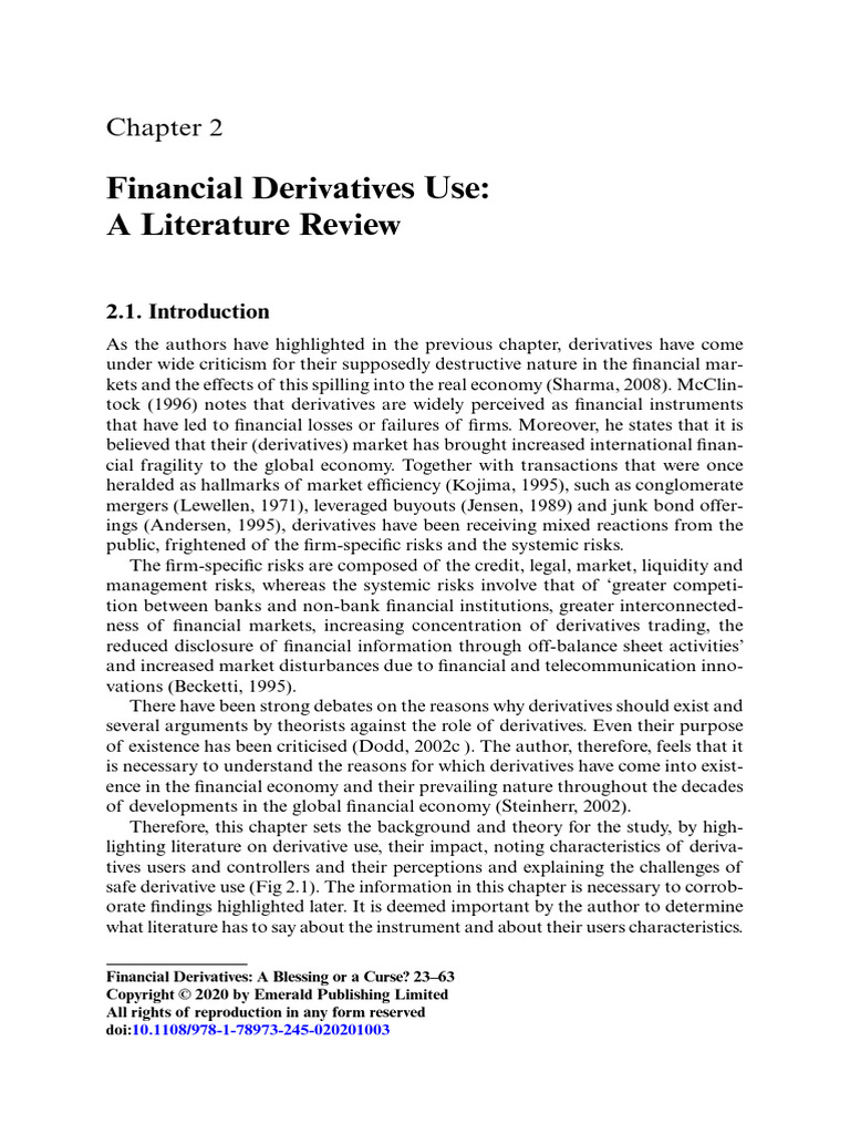 Financial Derivatives Use: A Literature Review | PDF | Derivative ...