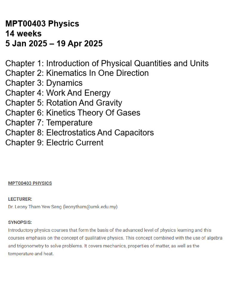 MPT00403 - FIZIK - Chapter 01 Introduction of Physical Quantities and Units | PDF | Euclidean ...