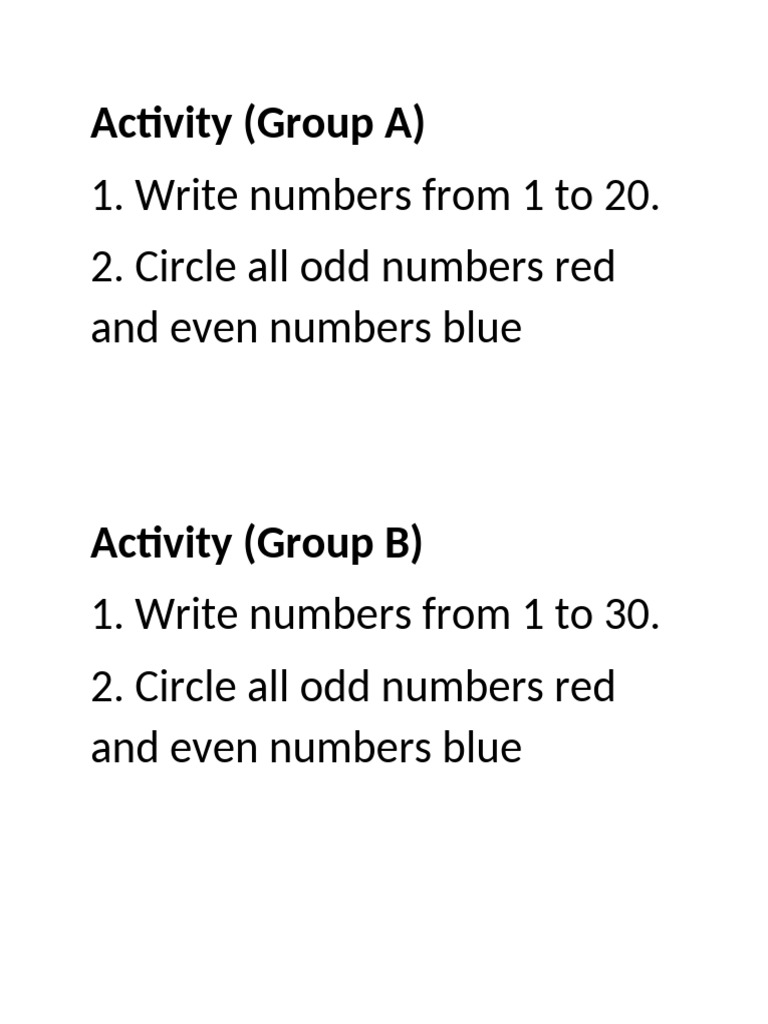 Activity For Odd and Even Numbers | PDF