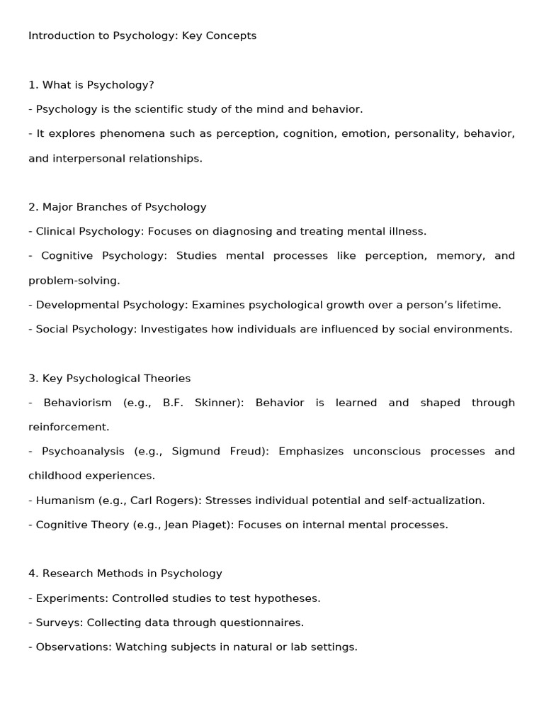 Key Concepts in Psychology Explained | PDF