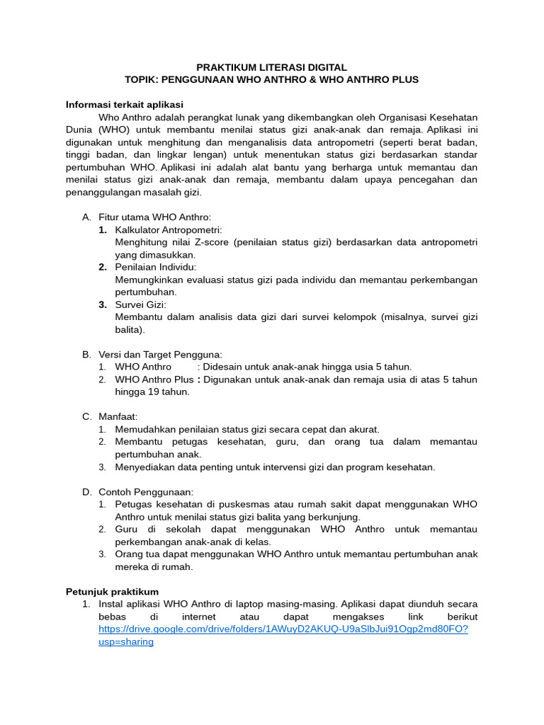 Praktikum - Who - Anthro Astrid | PDF