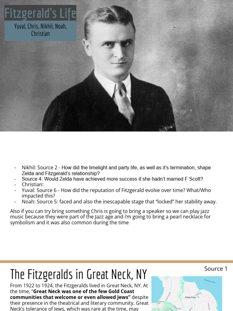 Fitzgerald's Life Presentation | PDF | Zelda Fitzgerald | F. Scott ...