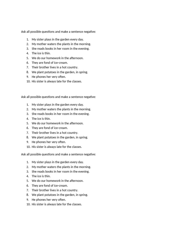 Forming Negative Sentences and Questions | PDF