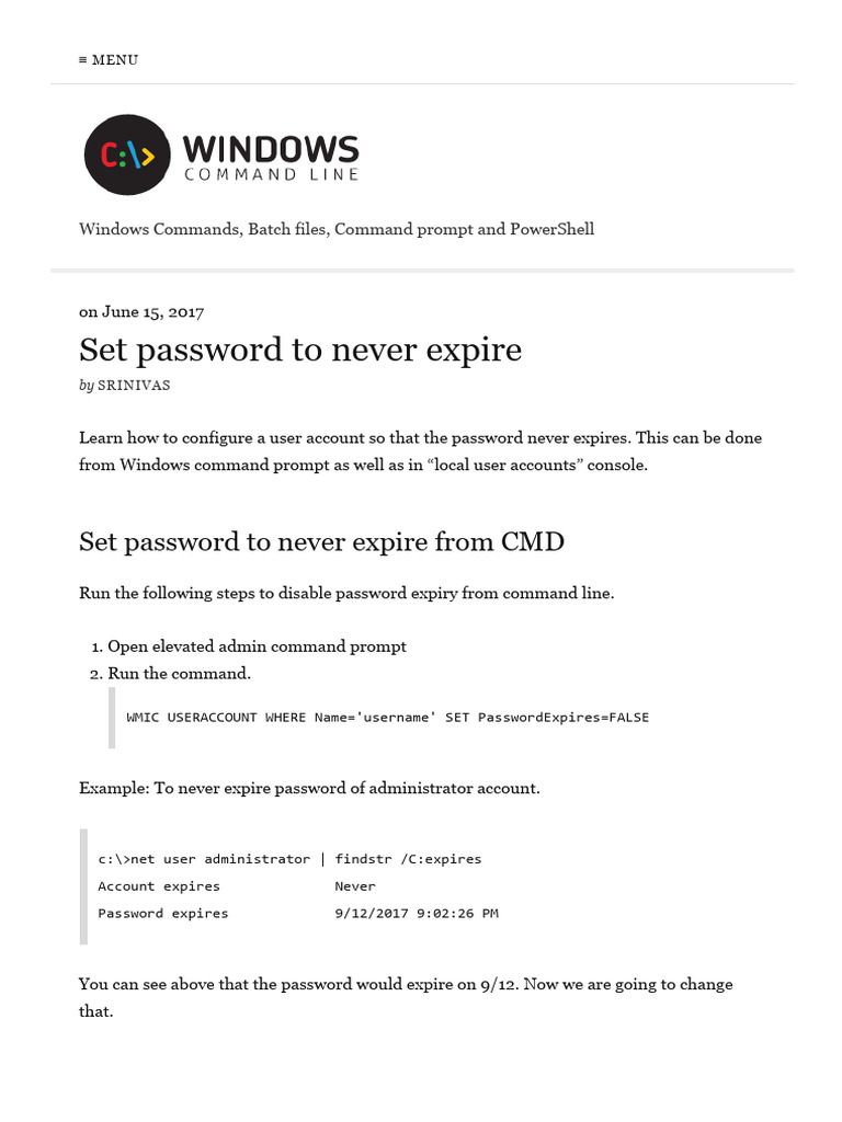 Learn How To Set Password Not To Expire From Command Line or GUI | PDF | Command Line Interface ...