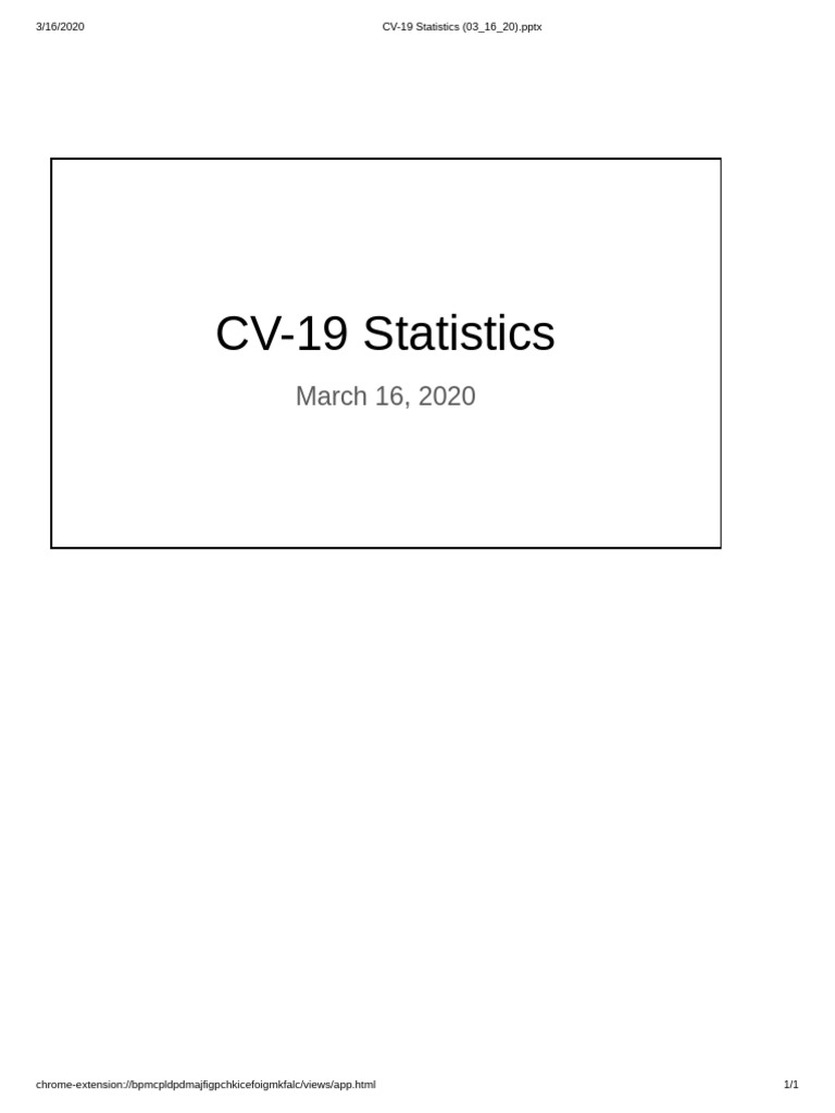 CV-19 Statistics March 16, 2020 | PDF