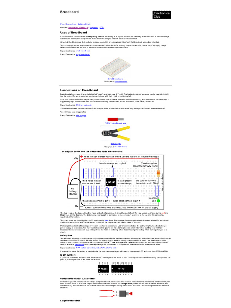 Project 2 Breadboard _ Electronics Club | PDF | Manufactured Goods ...