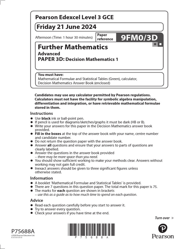 June 2024 A Level D1 Paper | PDF | Mathematical Relations | Mathematical Concepts