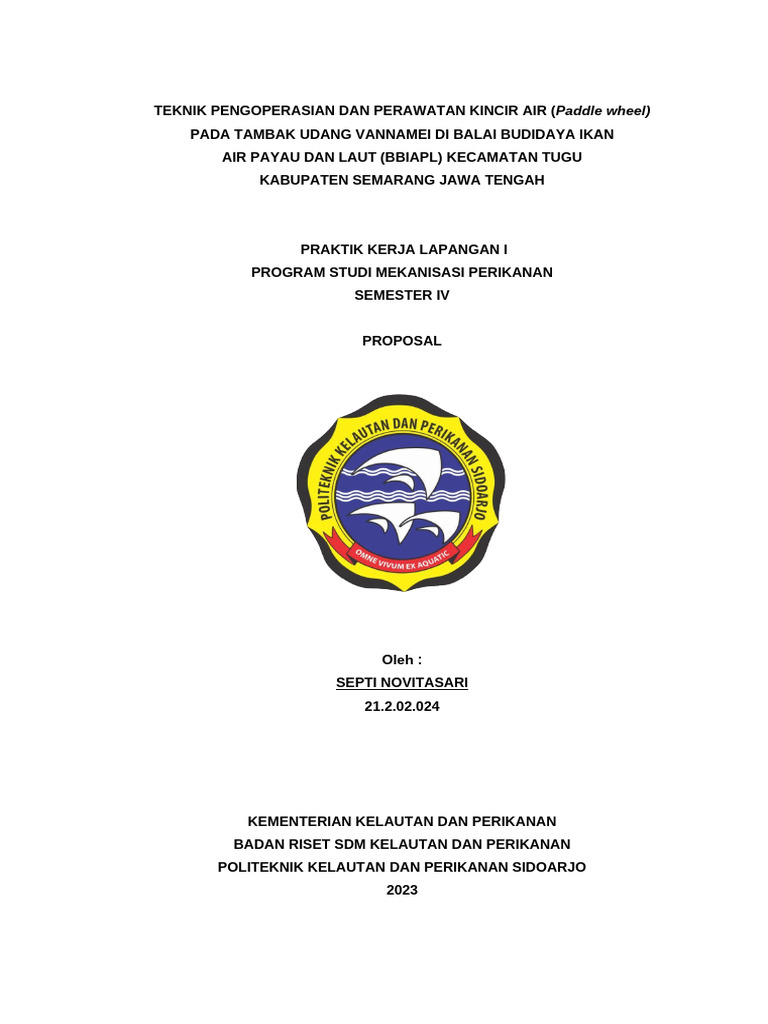 Septi Novitasari_Proposal PKL I ACC Dosbing 1 2 | PDF