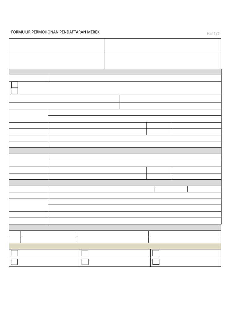 Formulir Permohonan Pendaftaran Merek | PDF