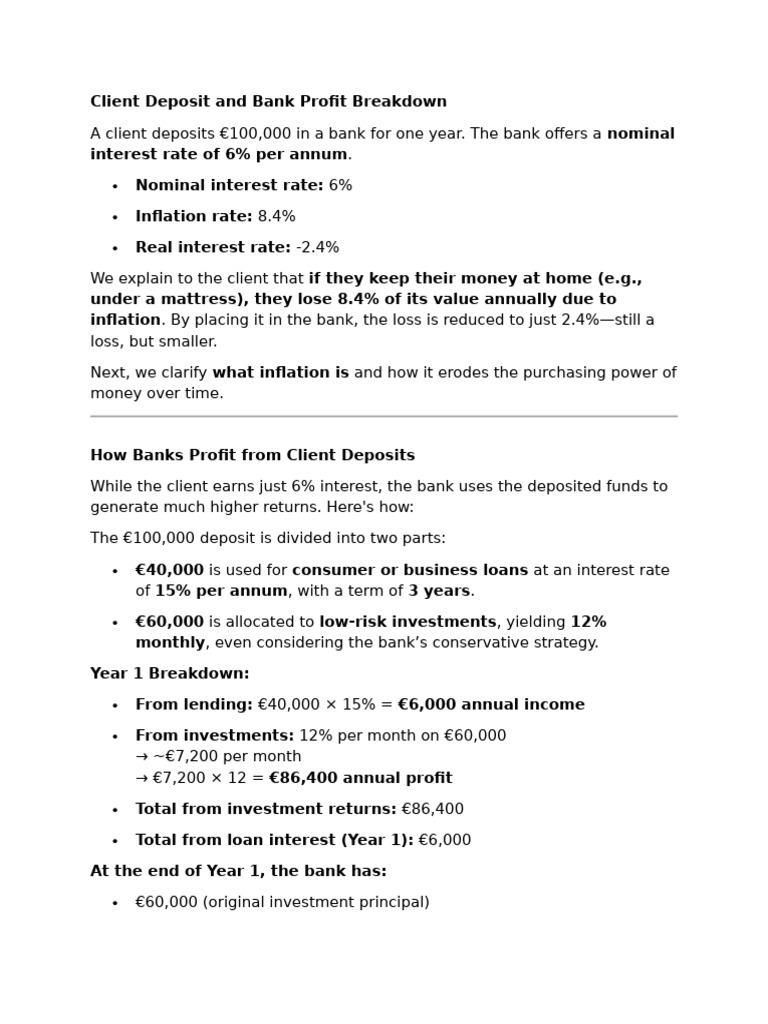 Client Deposit vs. Bank Profit Analysis | PDF | Interest | Interest Rates