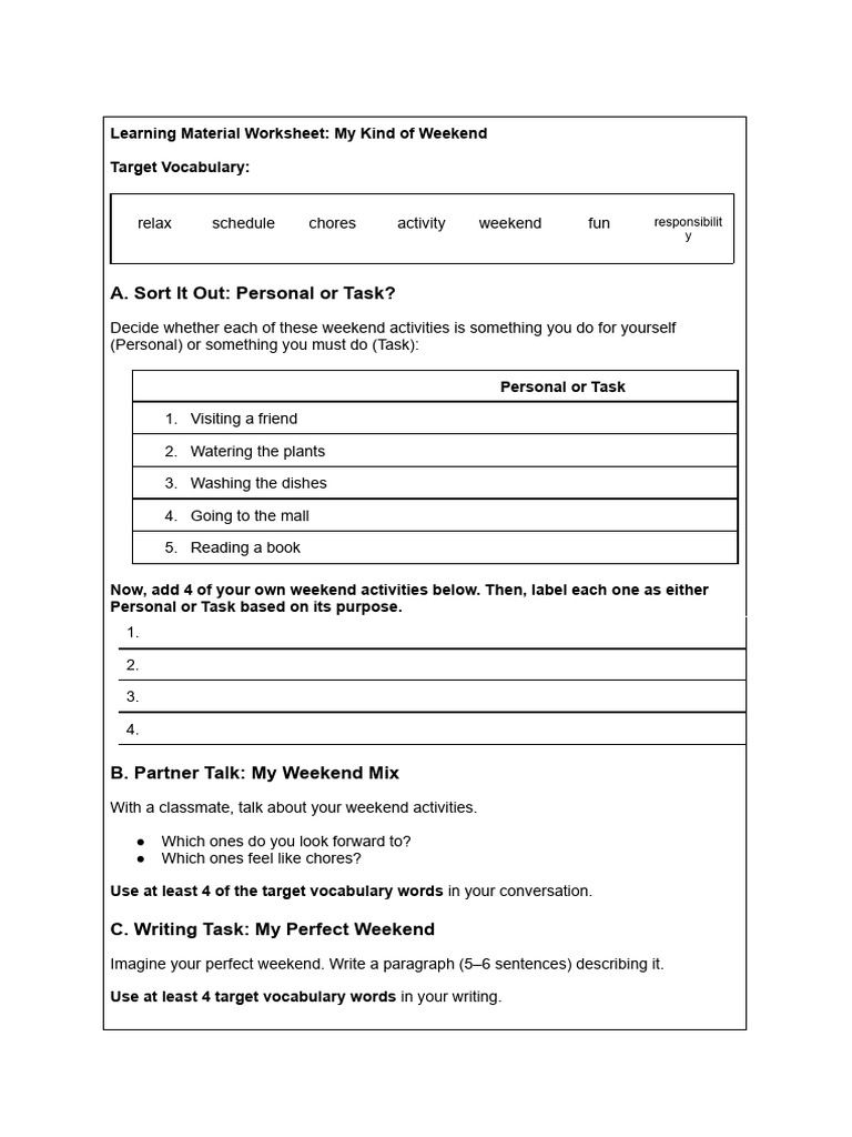 Example of Learning Material (Meaning-Focused Output) | PDF
