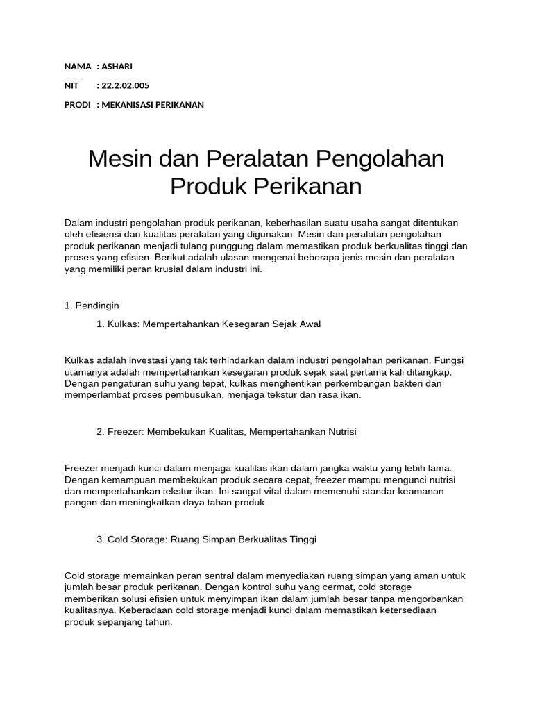Mekanisasi Pengolahan - Ashar | PDF