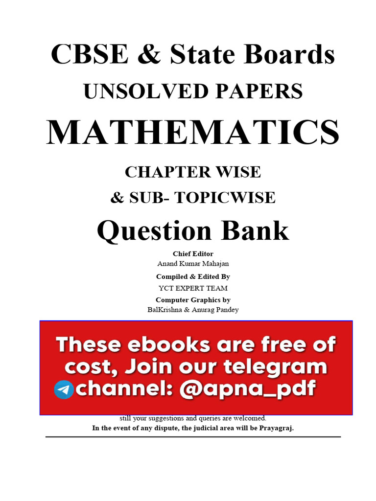 Mathematics CBSE & State Boards Unsolved Papers Question Bank | PDF ...