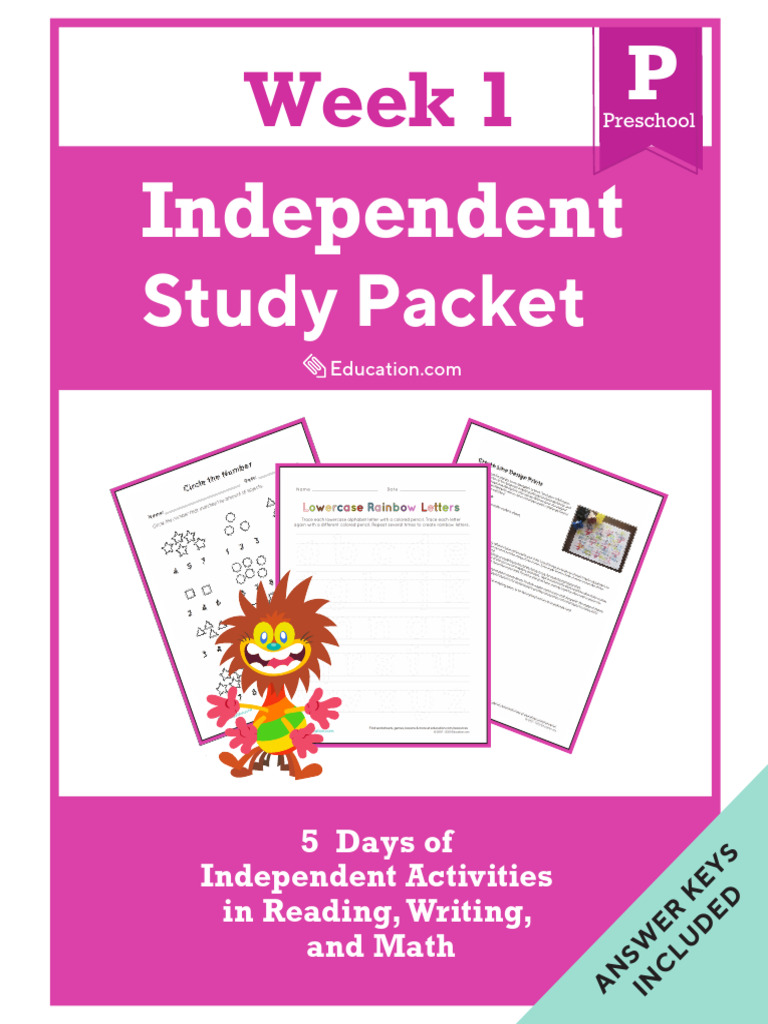 Independent Study Packet Preschool Week 1 | PDF