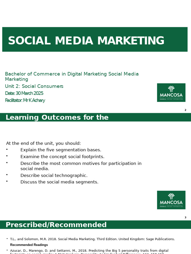 Unit 2 - Social Consumers | PDF | Market Segmentation | Social Media