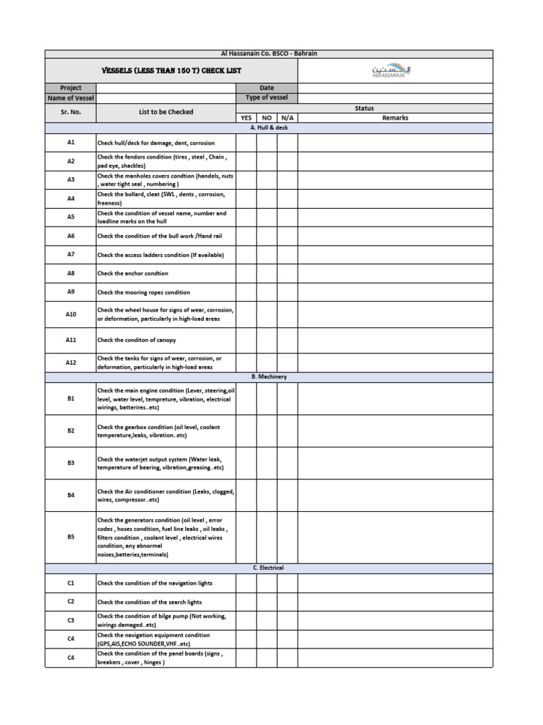 Small Vessels Checklist - (05-02-2025) | PDF