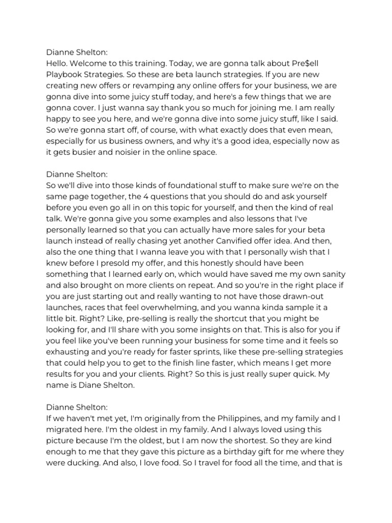 Dianne Shelton - Pre$ell Playbook | PDF