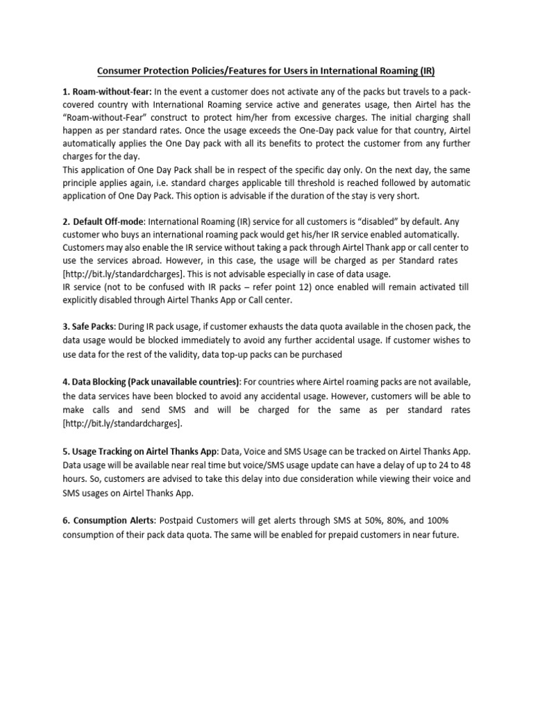 Consumer Protection Policies | PDF | Roaming | Computing