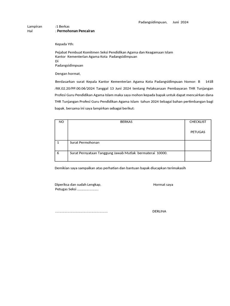 Permohonan THR | PDF