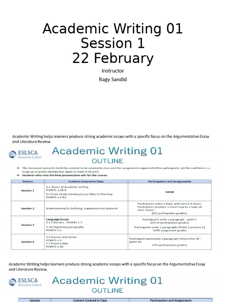 Academic Writing 01 PPT 1 | PDF