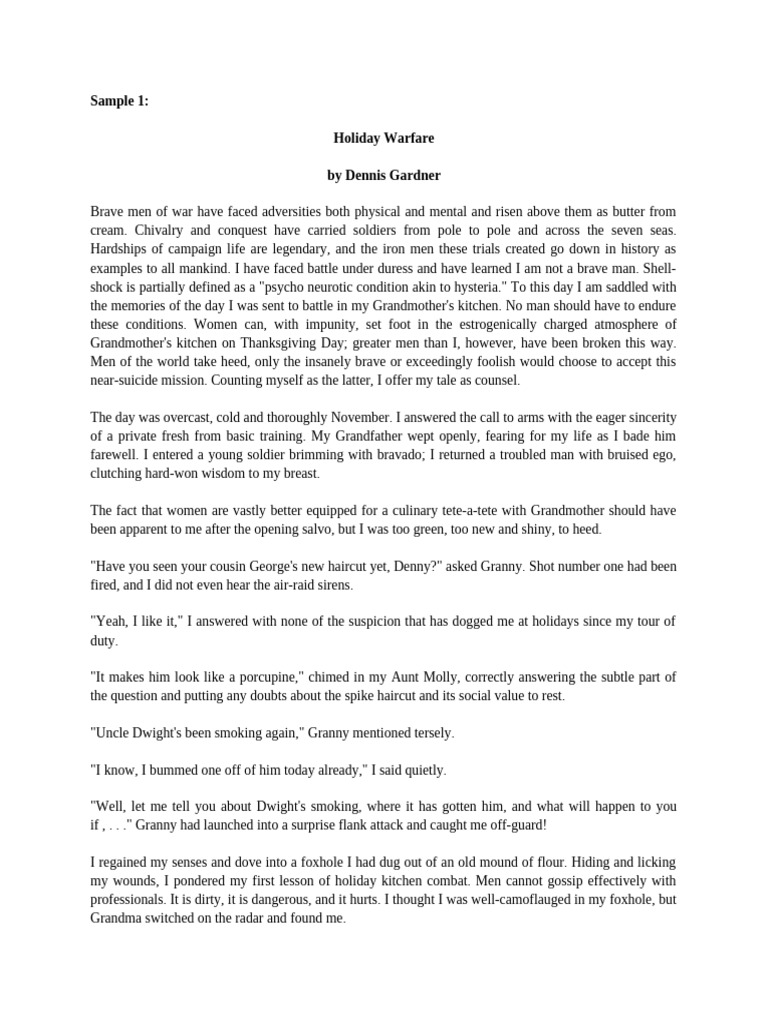 Sample Narrative Essays NSU | PDF